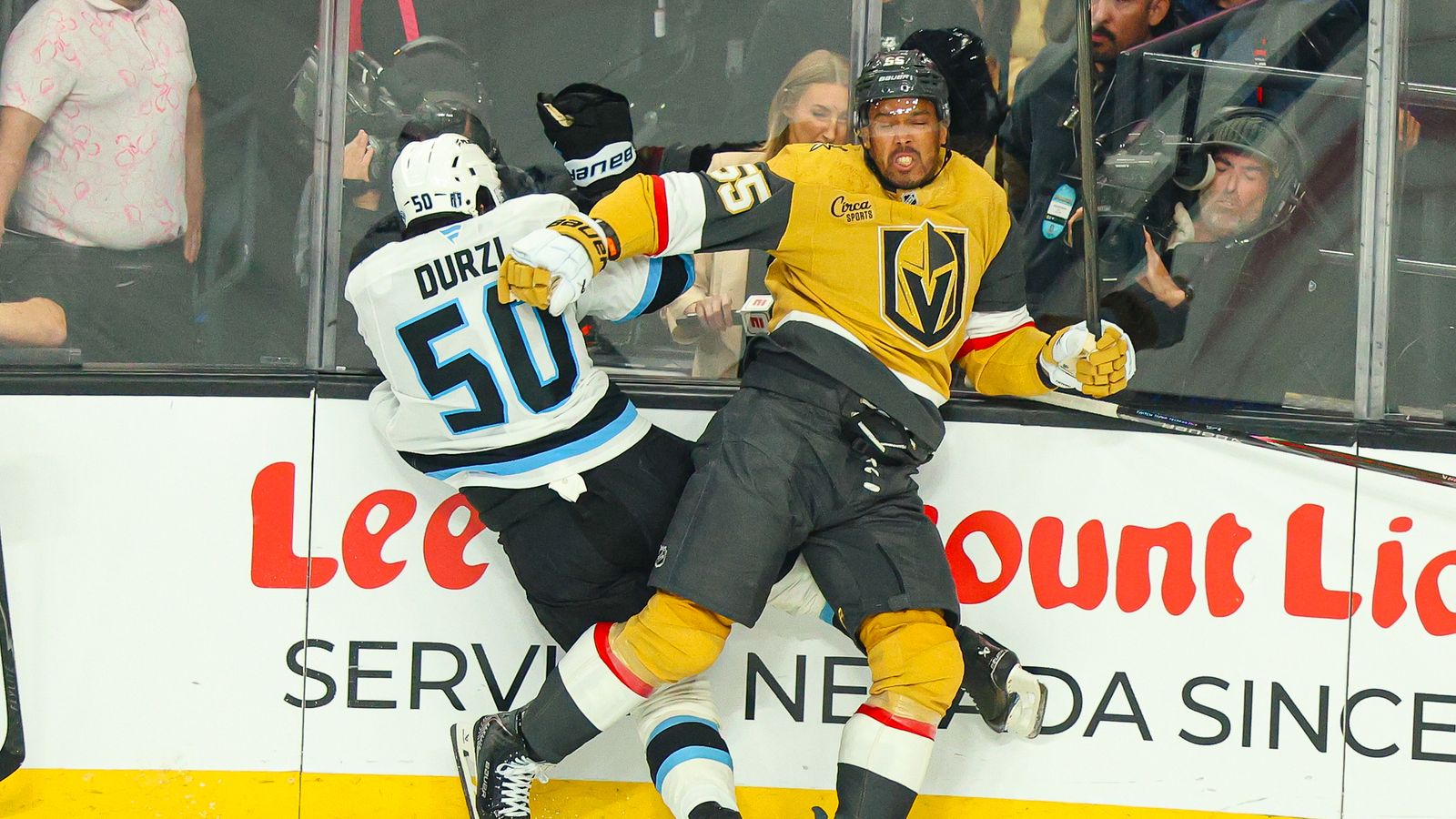 Knights battle their way to 4-2 win in Game 1 vs. Mammoth