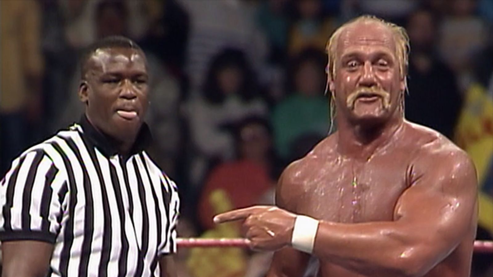 Hogan, Savage and a celebrity referee named Buster